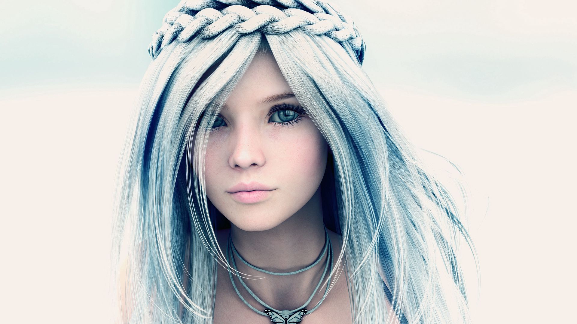 Download wallpaper 1920x1080 3d, rendering, girl, face, art full hd ...