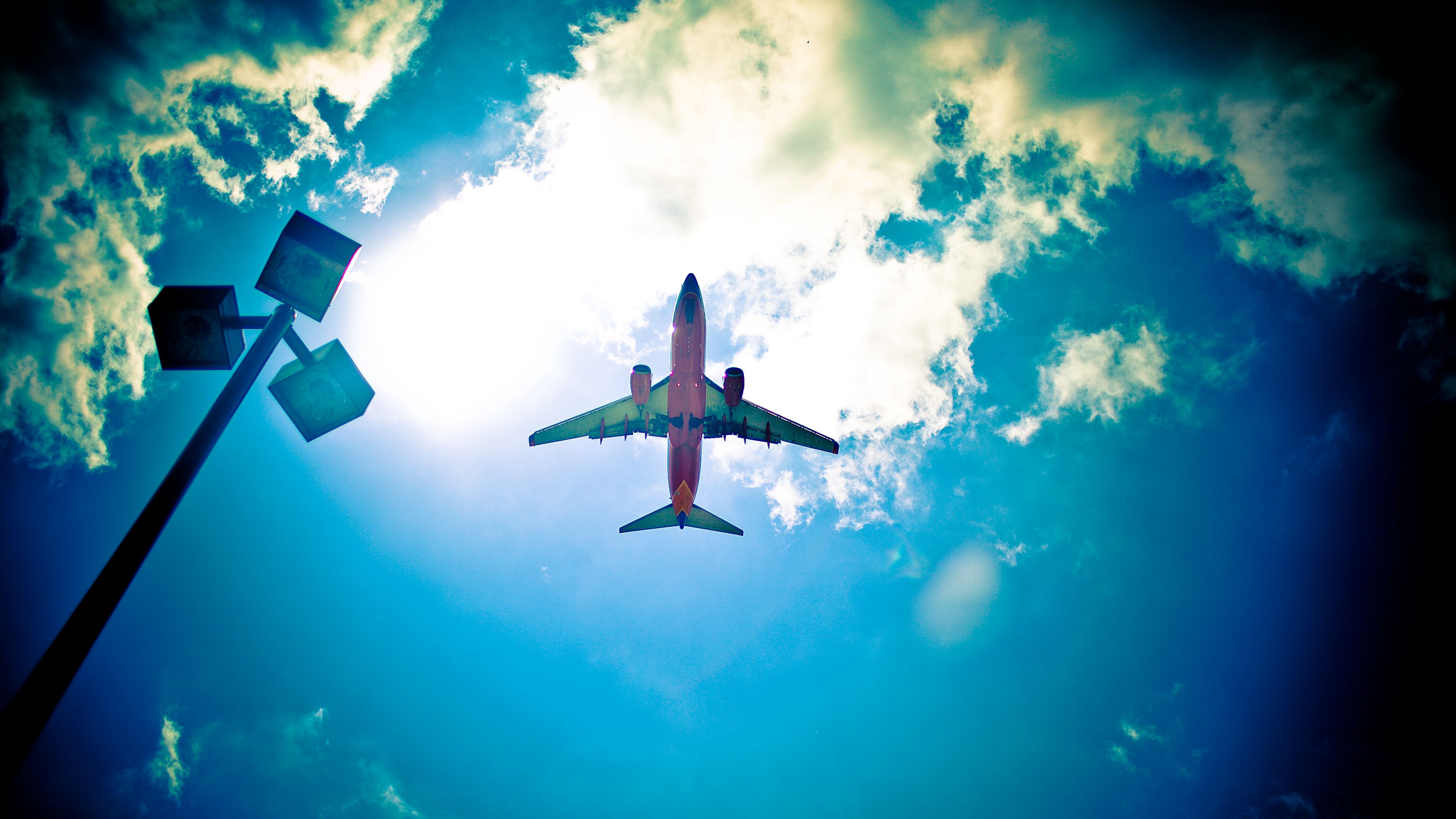 Download wallpaper 3840x2160 airplane, sky, flight, clouds, light 4k ...