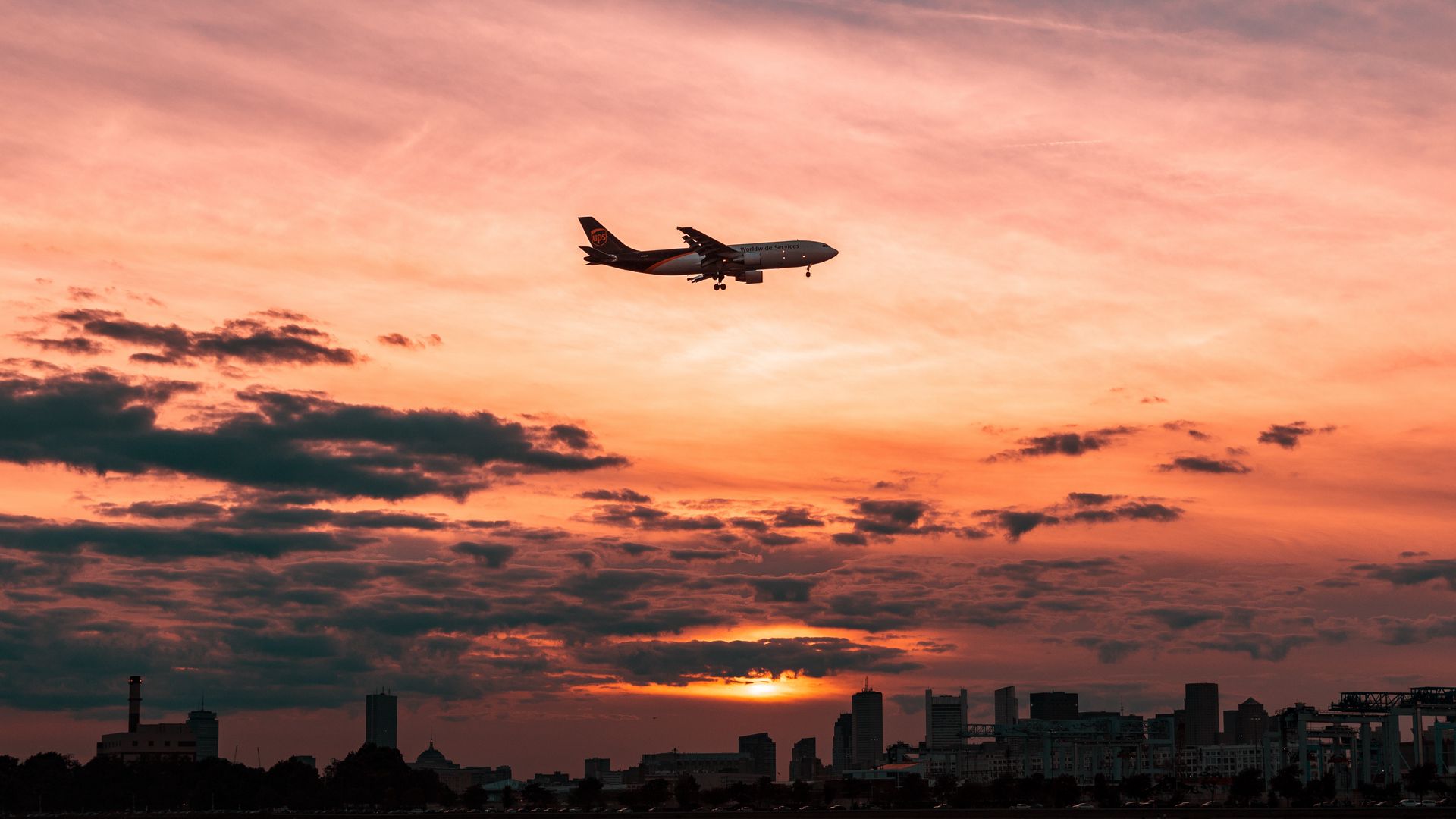 Download wallpaper 1920x1080 airplane, sky, flight, clouds, sunset full ...