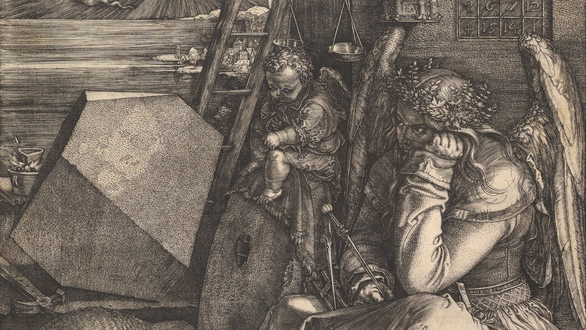 Download wallpaper 1920x1080 albrecht durer, melancholy, putto, winged ...
