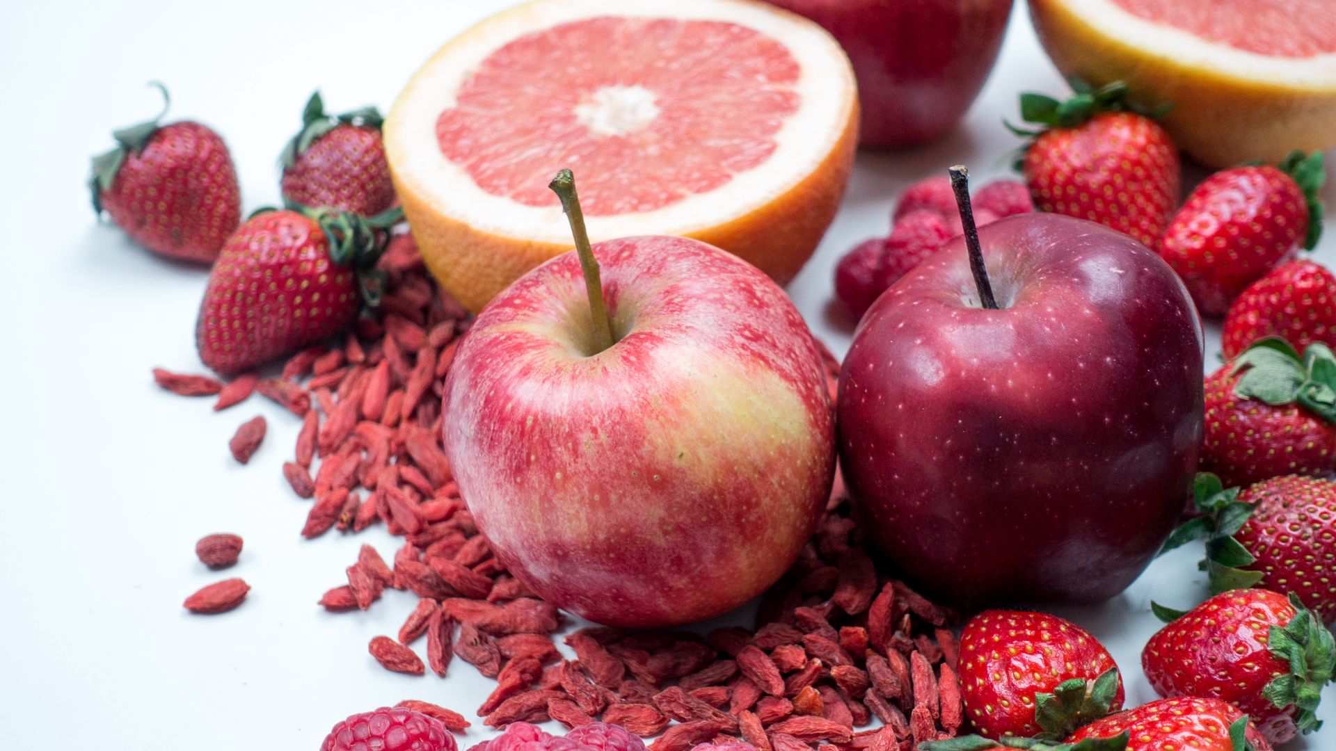 Download wallpaper 1920x1080 apples, grapefruit, raspberries, fruits ...