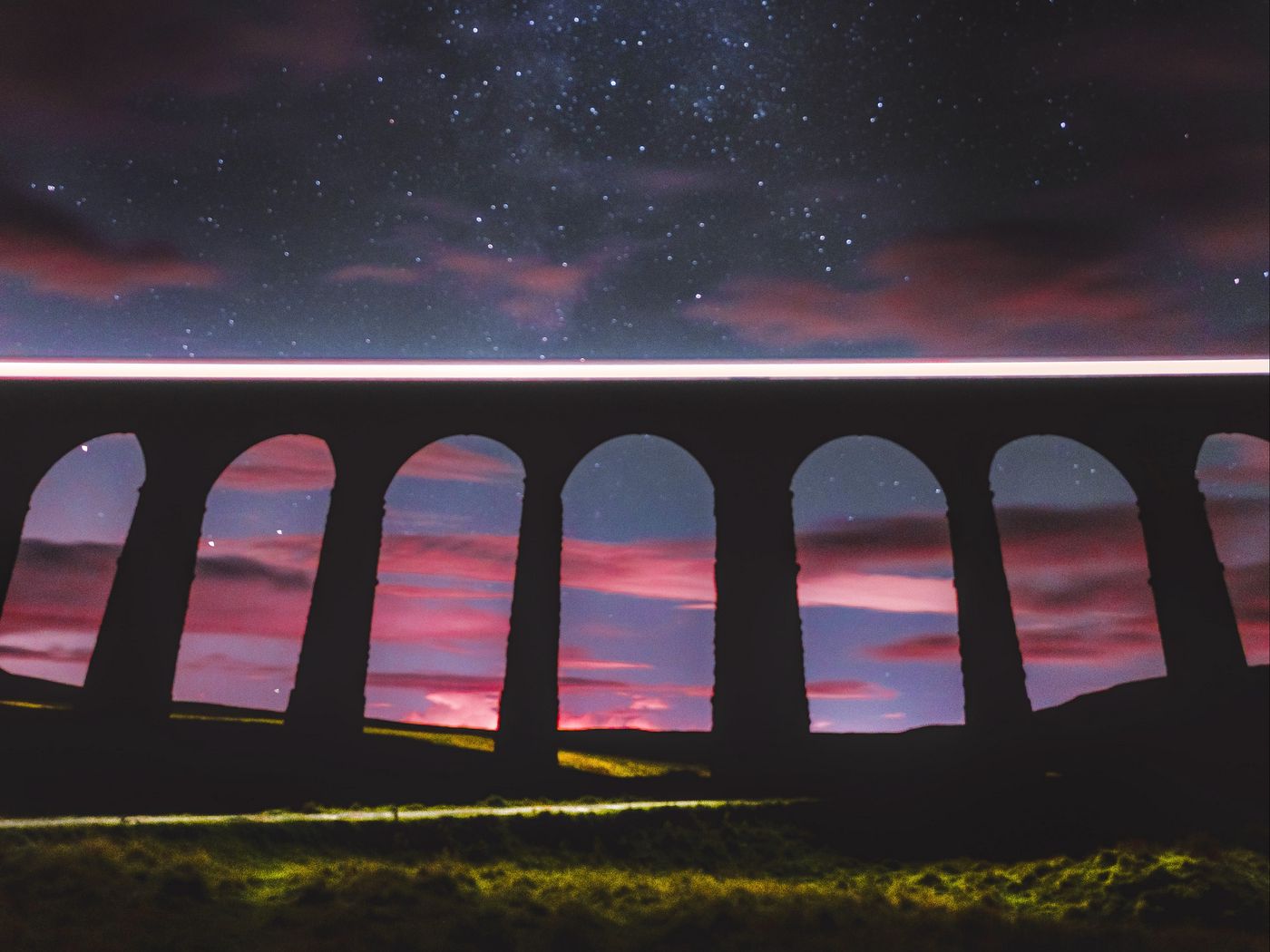 Download wallpaper 1400x1050 arch, architecture, nebula, stars, night ...