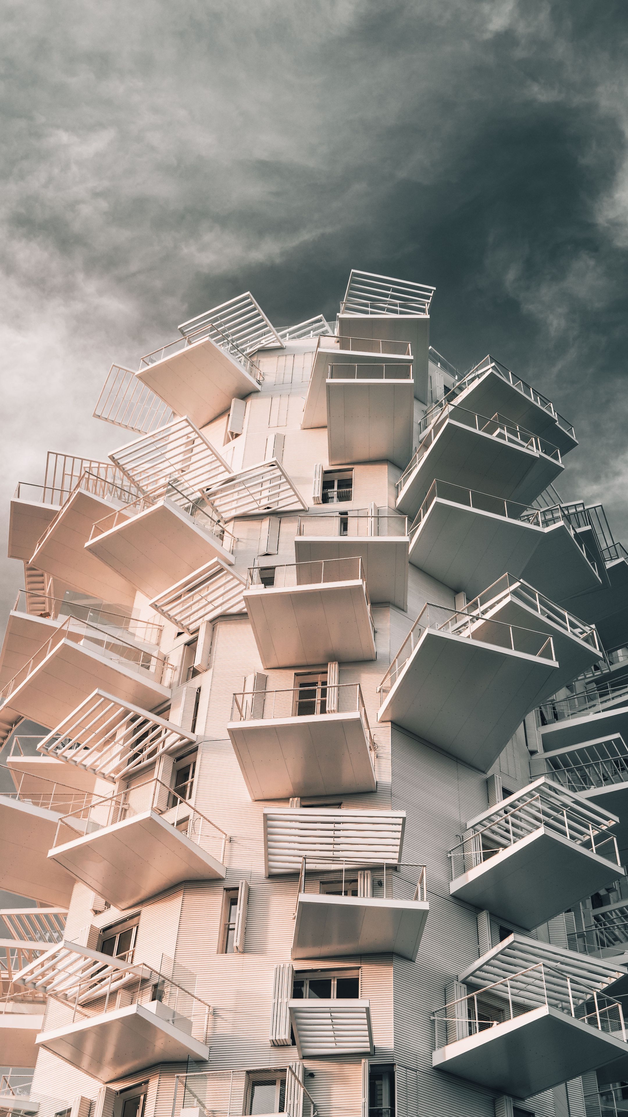 Download wallpaper 2160x3840 architecture, building, clouds, facade ...