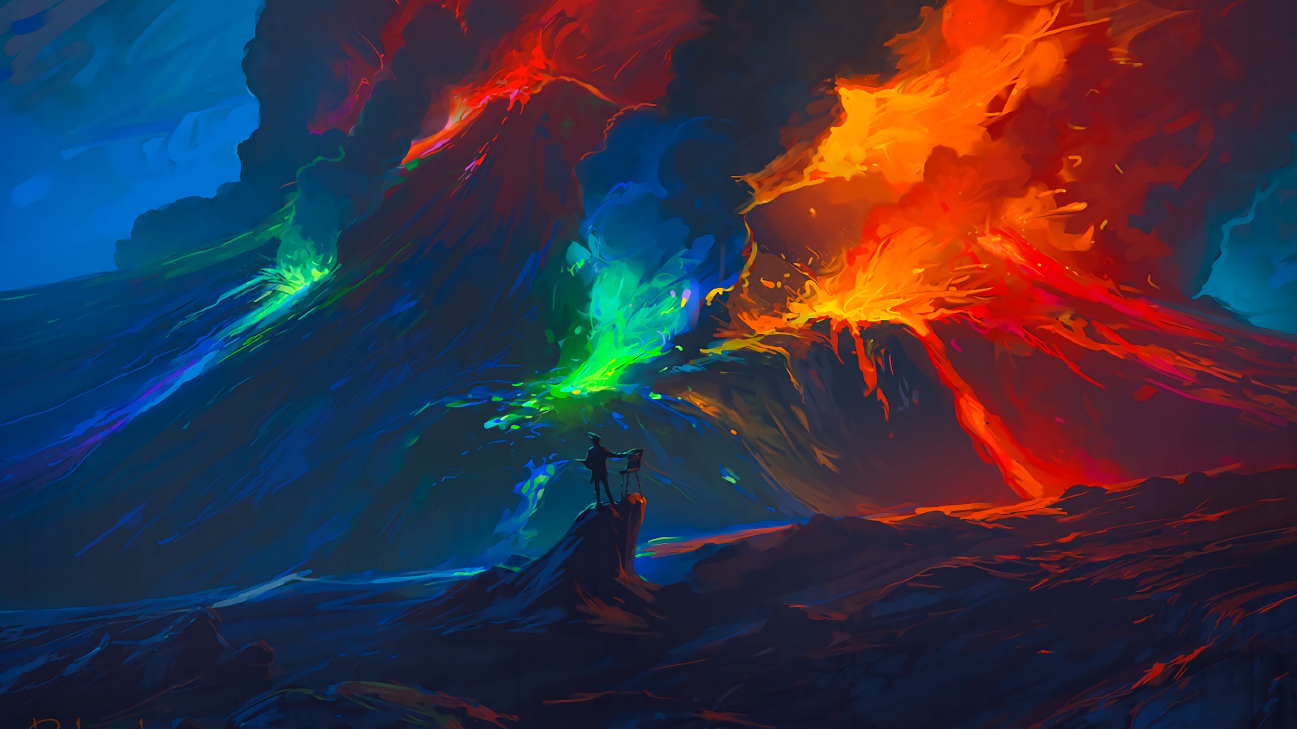Download Wallpaper 2560x1440 Artist Waves Colorful Art Fantasy