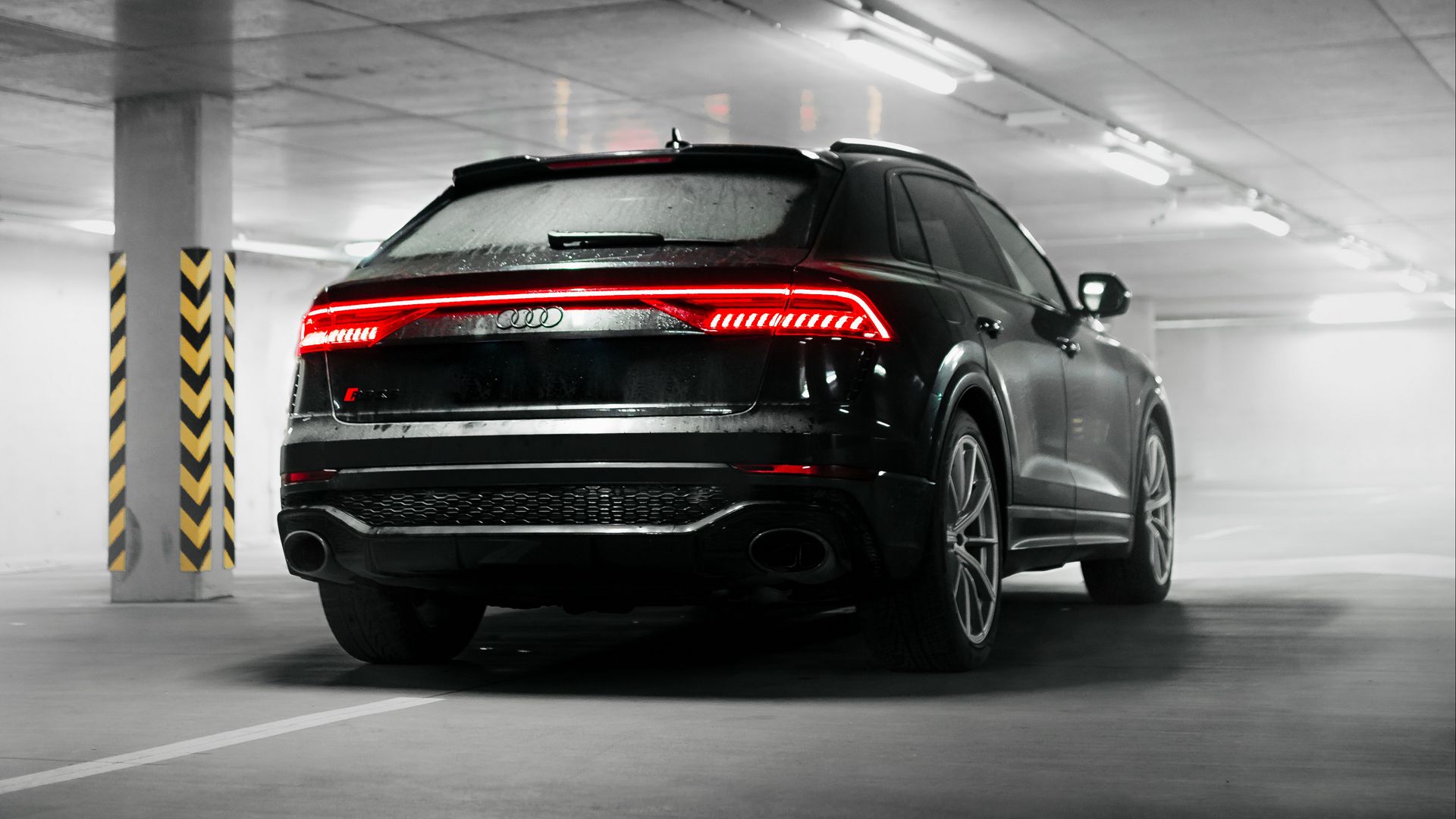 Download wallpaper 1920x1080 audi q8, audi, car, suv, black, rear view ...