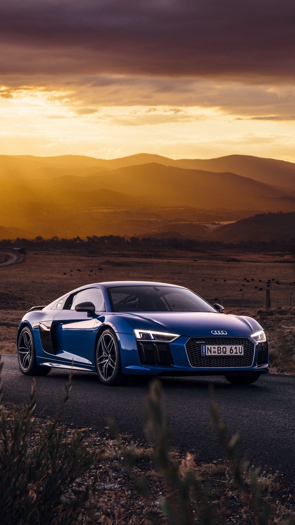Download wallpaper 938x1668 audi, r8, v10, side view, road iphone 8/7 ...