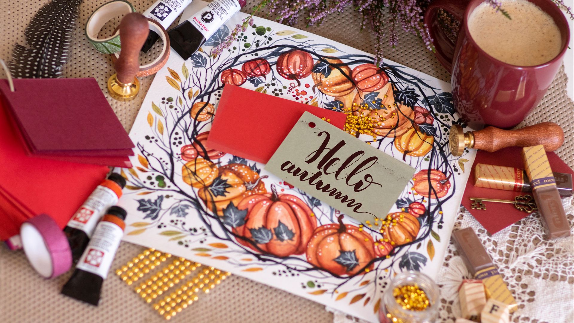Download wallpaper 1920x1080 autumn, postcard, inscription, words ...