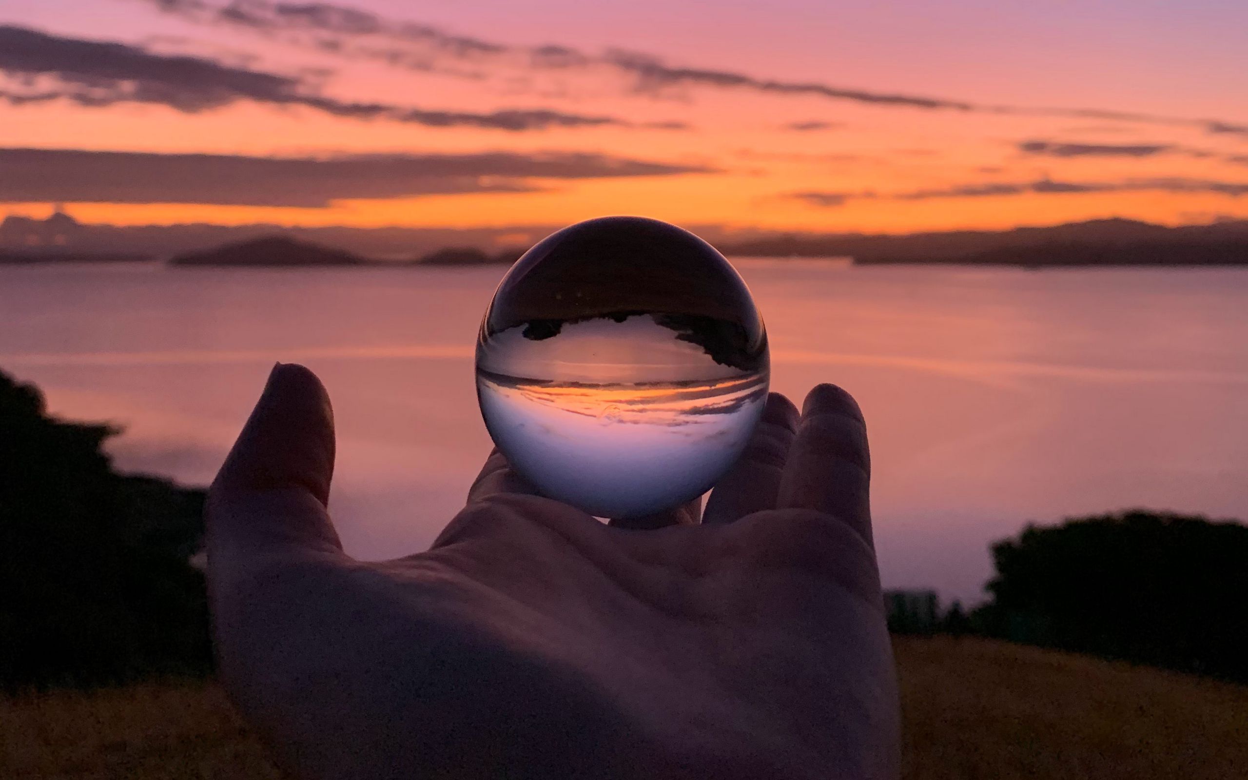 Download wallpaper 2560x1600 ball, hand, reflection widescreen 16:10 hd ...