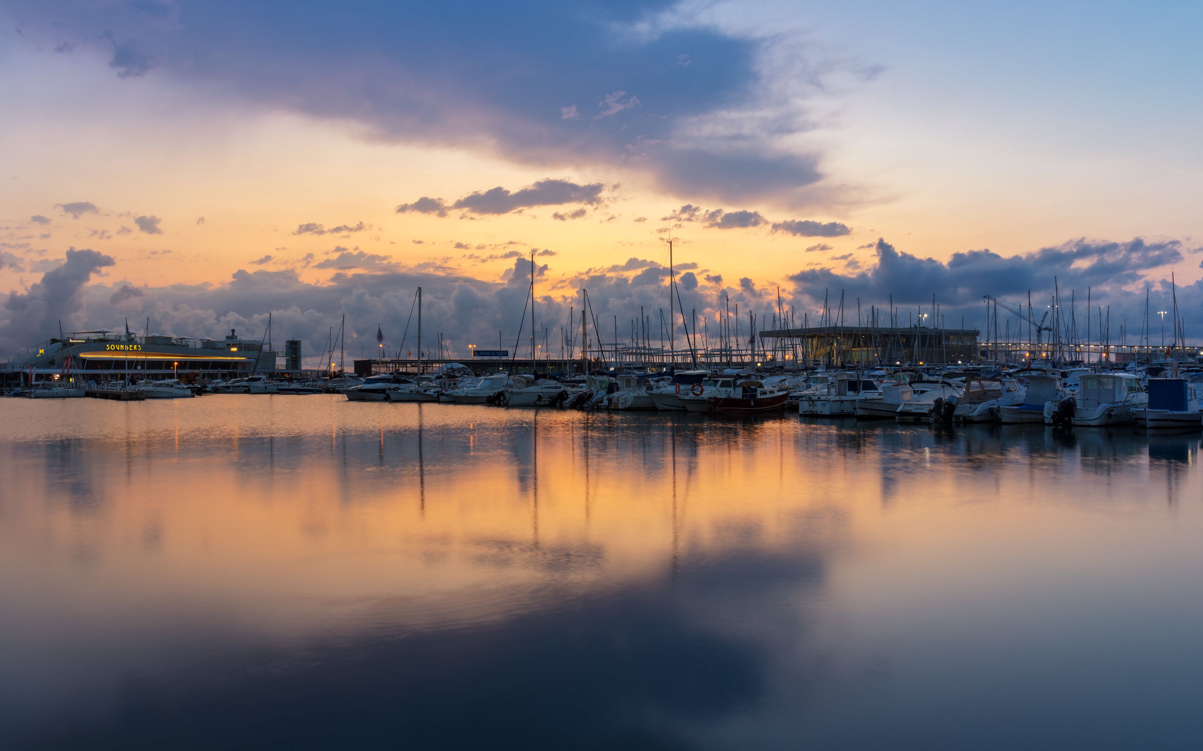 Download wallpaper 3840x2400 bay, yachts, water, clouds 4k ultra hd 16: ...