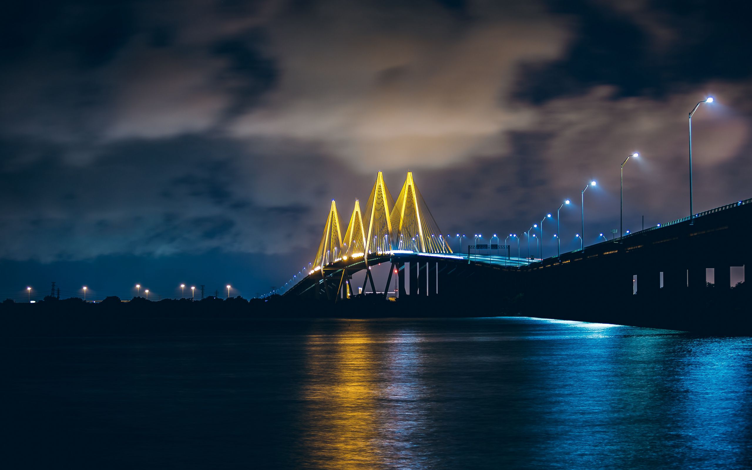 Download wallpaper 2560x1600 baytown, united states, bridge, night ...
