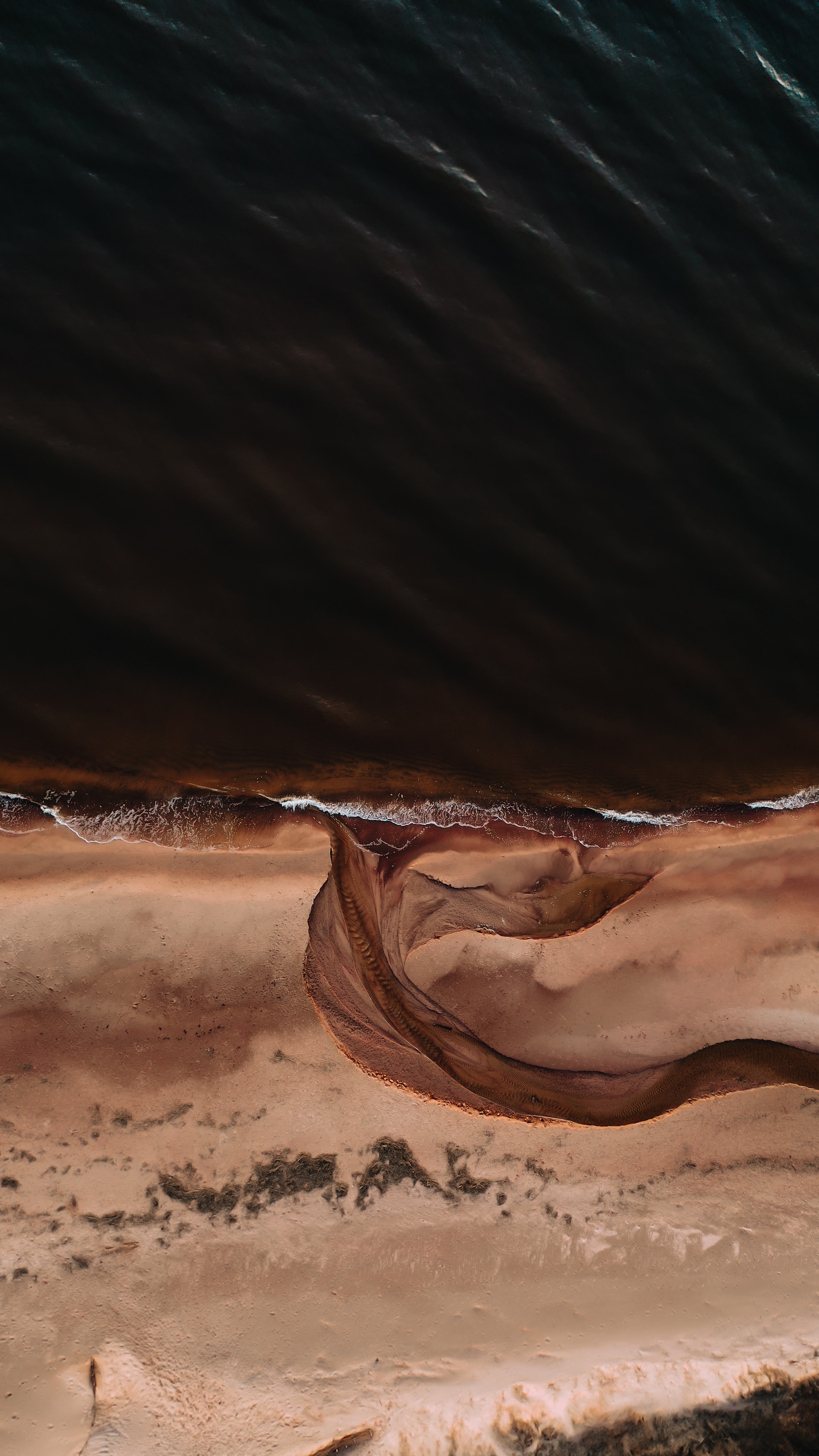 Download wallpaper 3078x5472 beach, aerial view, sand, waves hd background