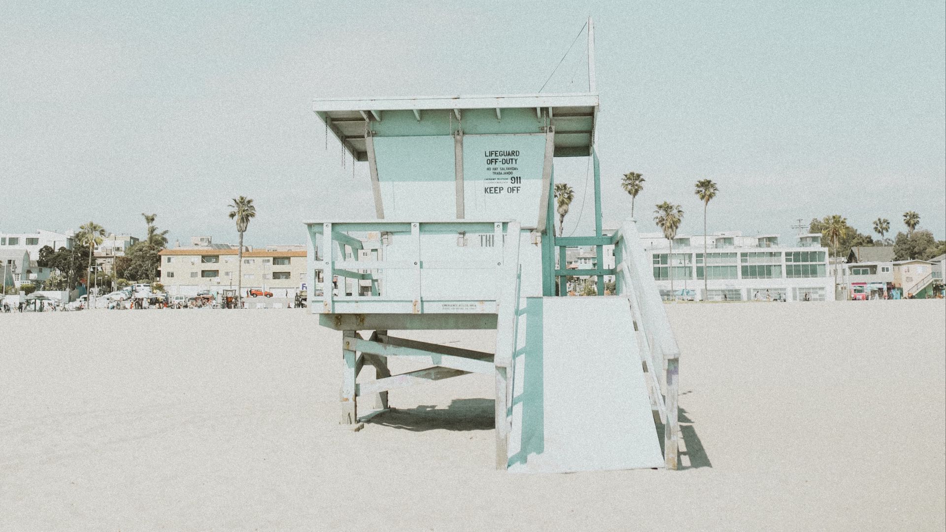Download wallpaper 1920x1080 beach, building, booth, coast, sand full ...