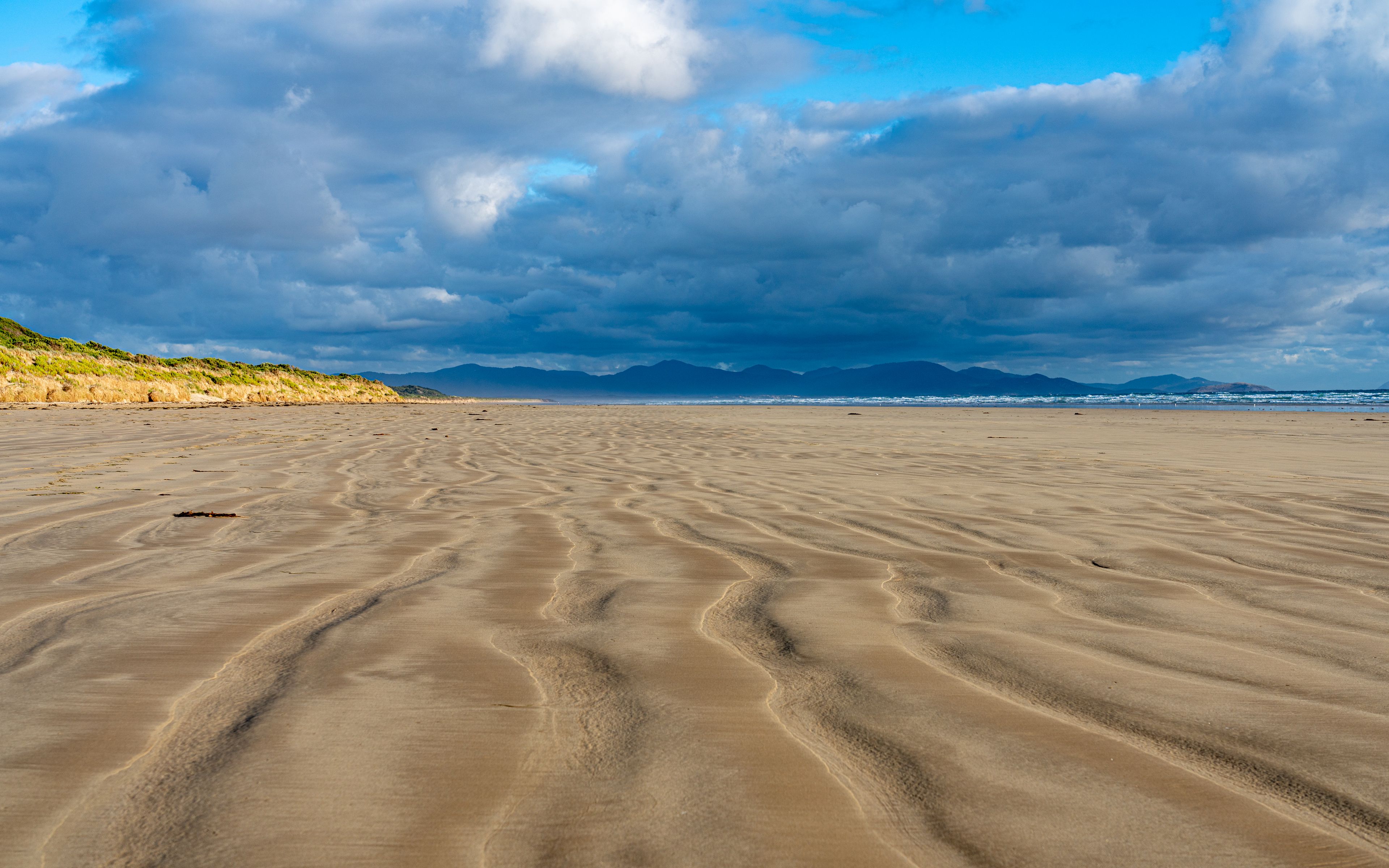 Download wallpaper 3840x2400 beach, sand, sea, clouds, landscape 4k ...