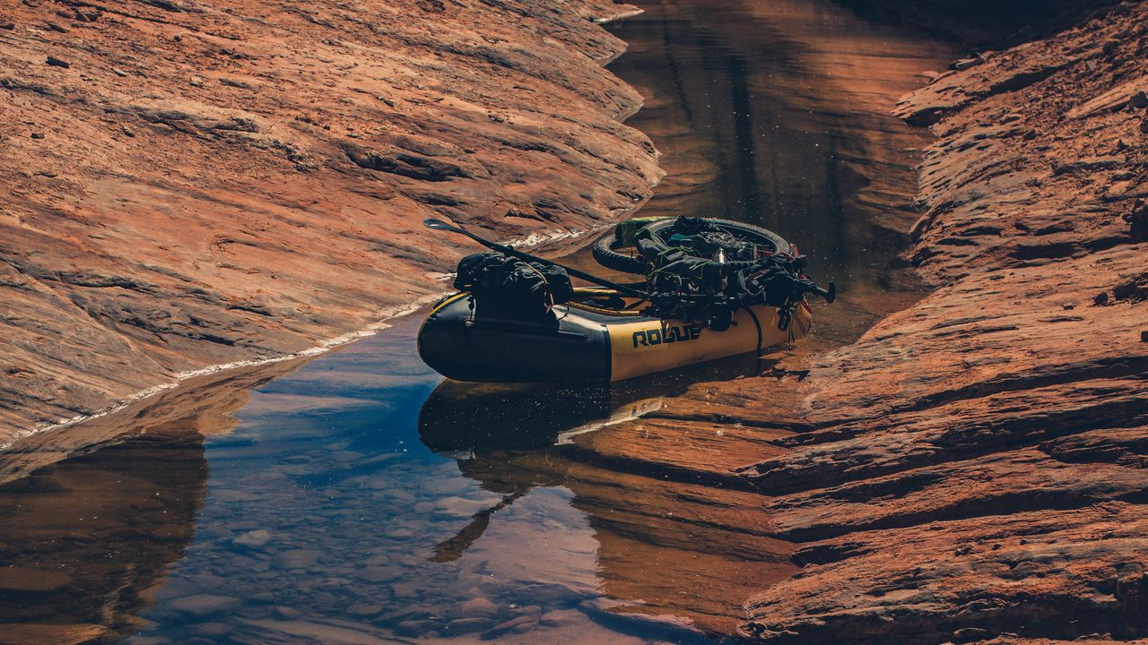 Wallpaper boat, river, rocks, stone hd, picture, image