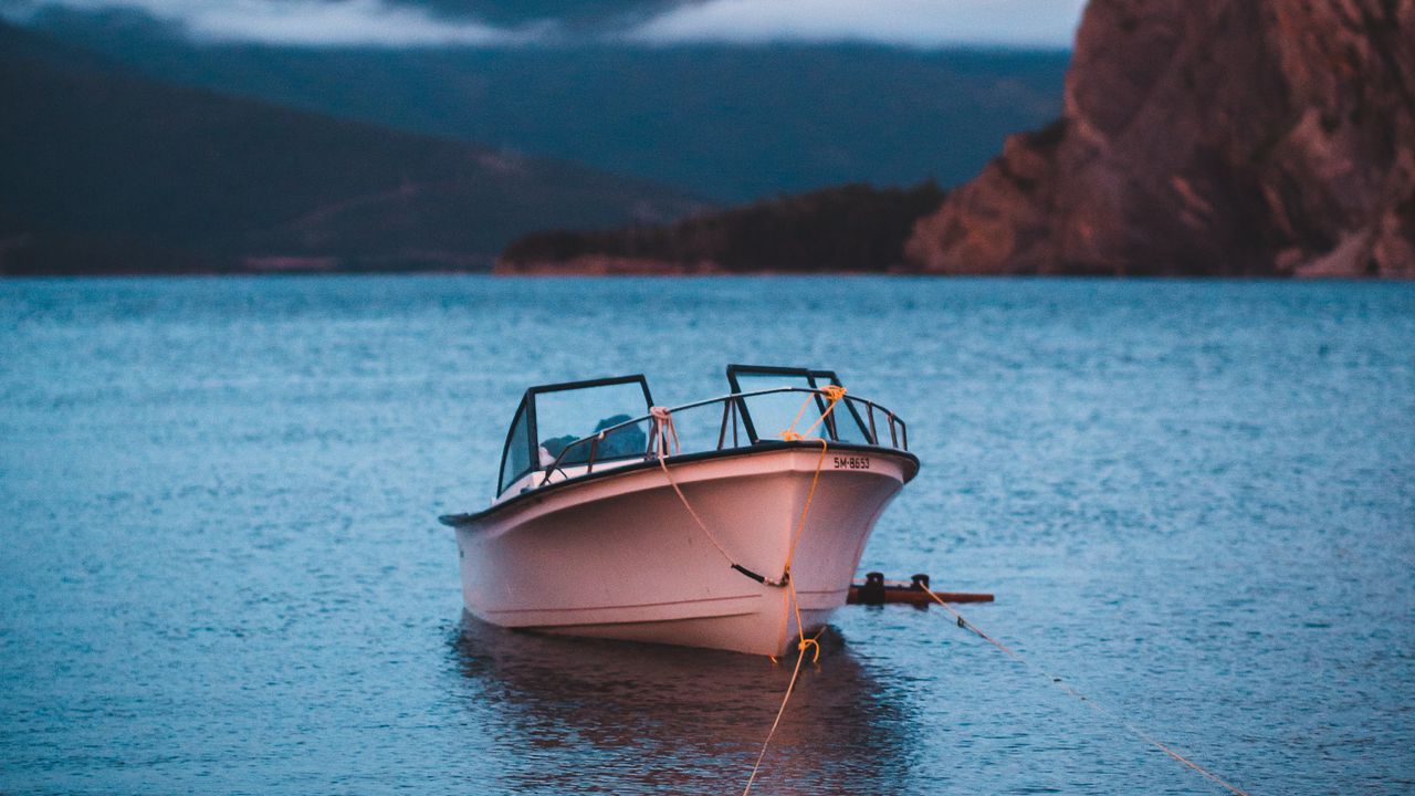 Wallpaper boat, rocks, sea, water hd, picture, image