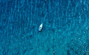 Wallpaper boat, sea, view from above, water hd, picture, image