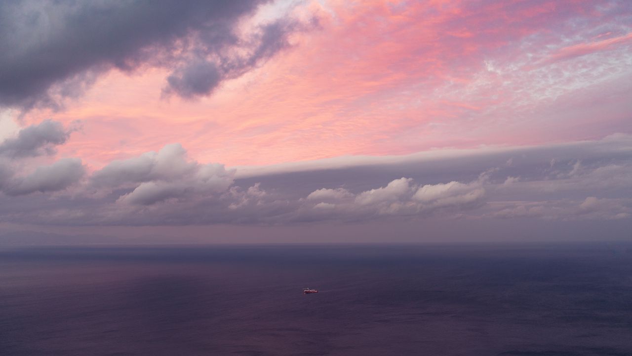 Wallpaper boat, sea, horizon, dusk hd, picture, image