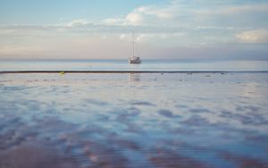 Wallpaper boat, sea, alone, solitude hd, picture, image