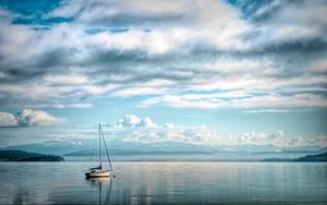 Wallpaper boat, sea, view from above, water hd, picture, image