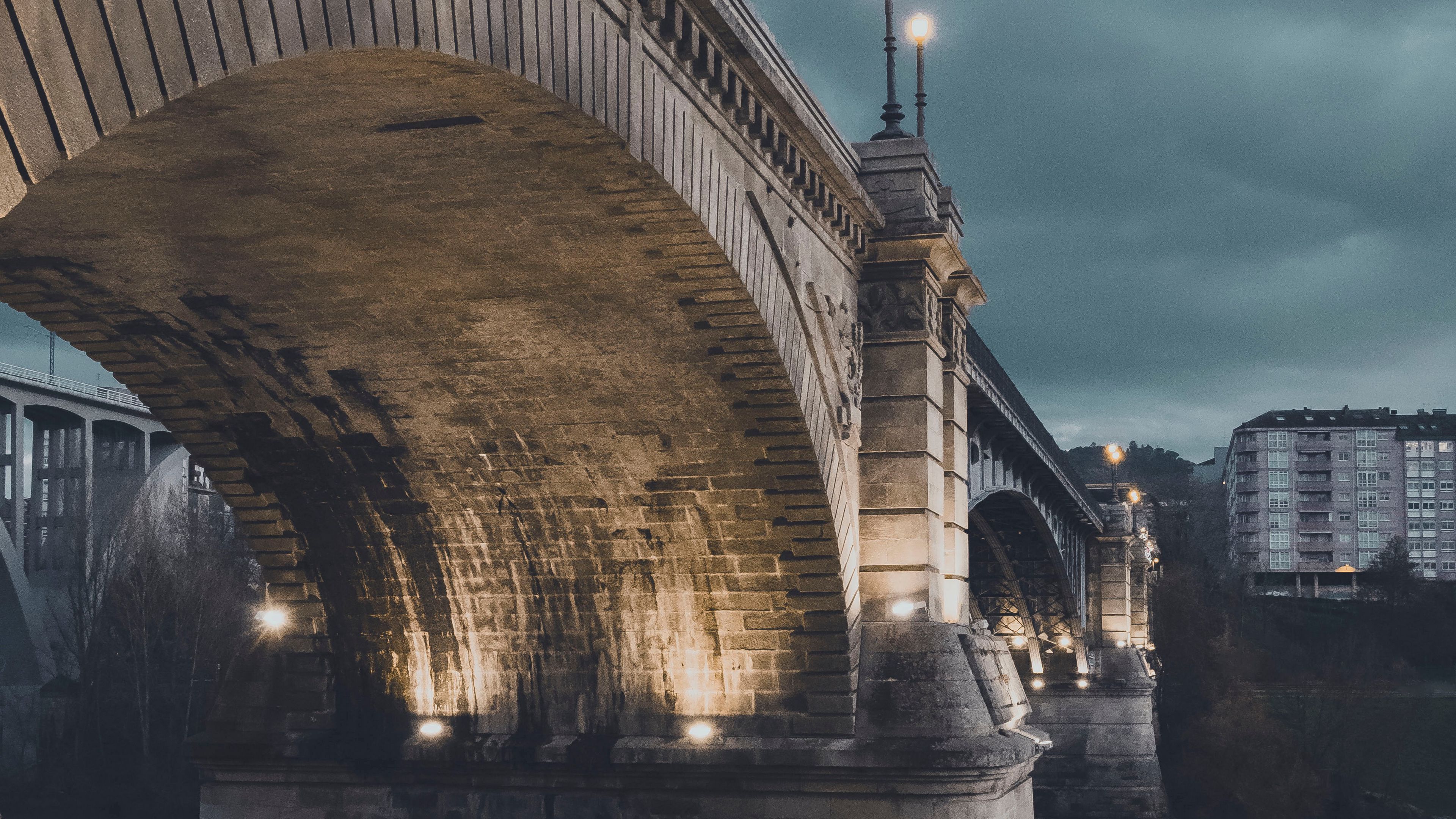 Download wallpaper 3840x2160 bridge, architecture, city, dusk 4k uhd 16 ...