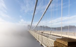 Wallpaper bridge, fog, city, movement hd, picture, image