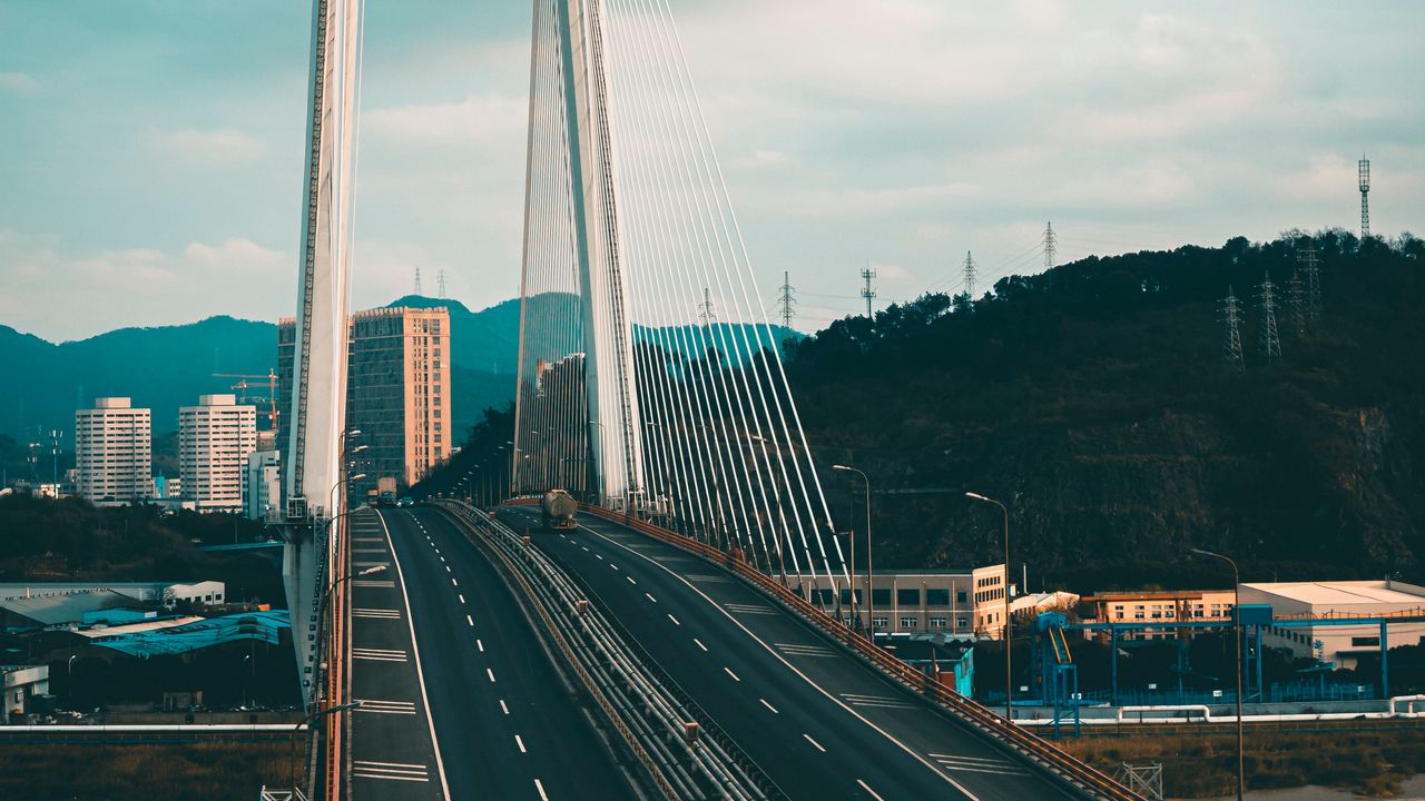 Wallpaper bridge, road, city, architecture hd, picture, image