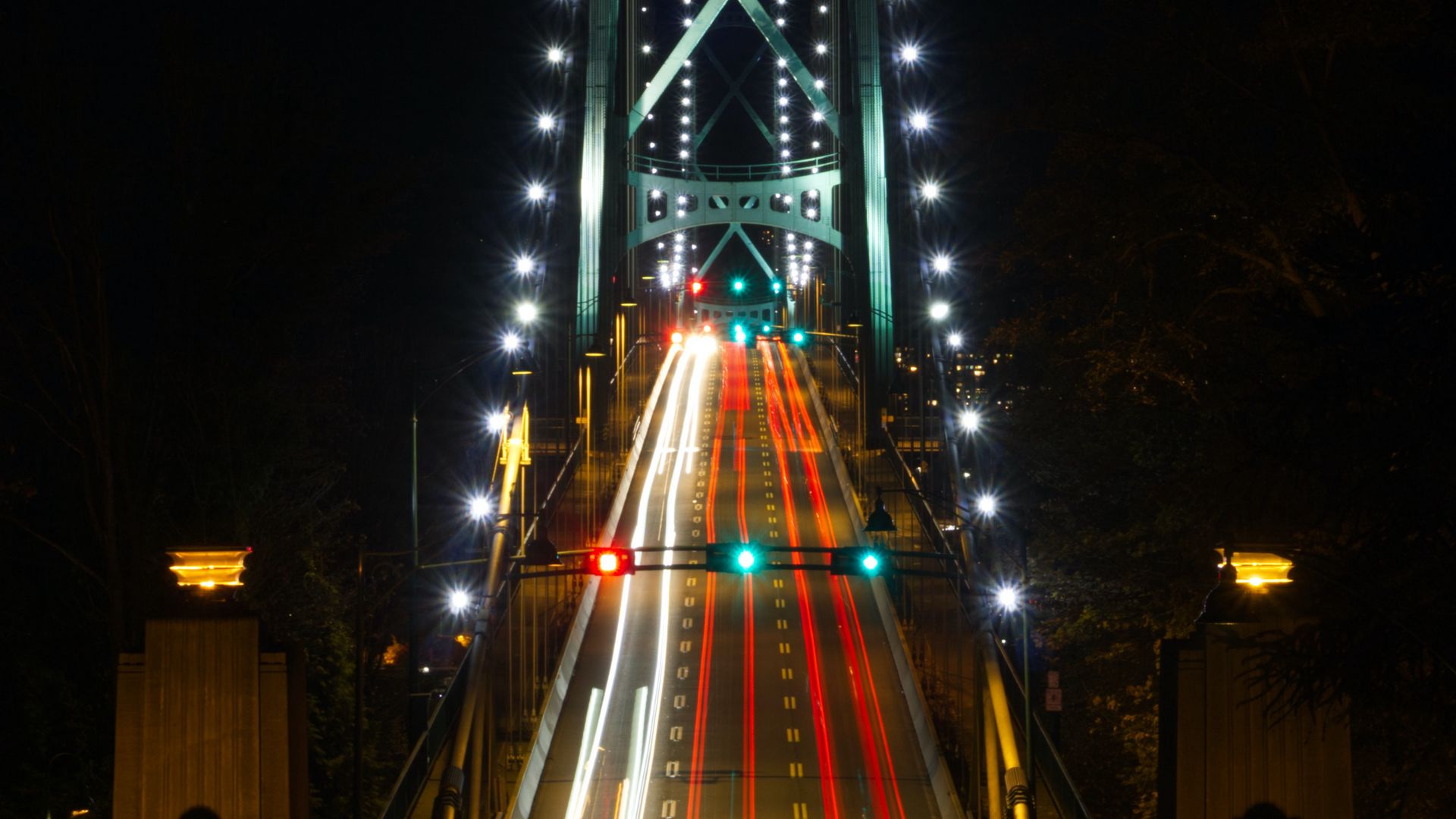 Download wallpaper 1920x1080 bridge, road, lights, illumination, night ...