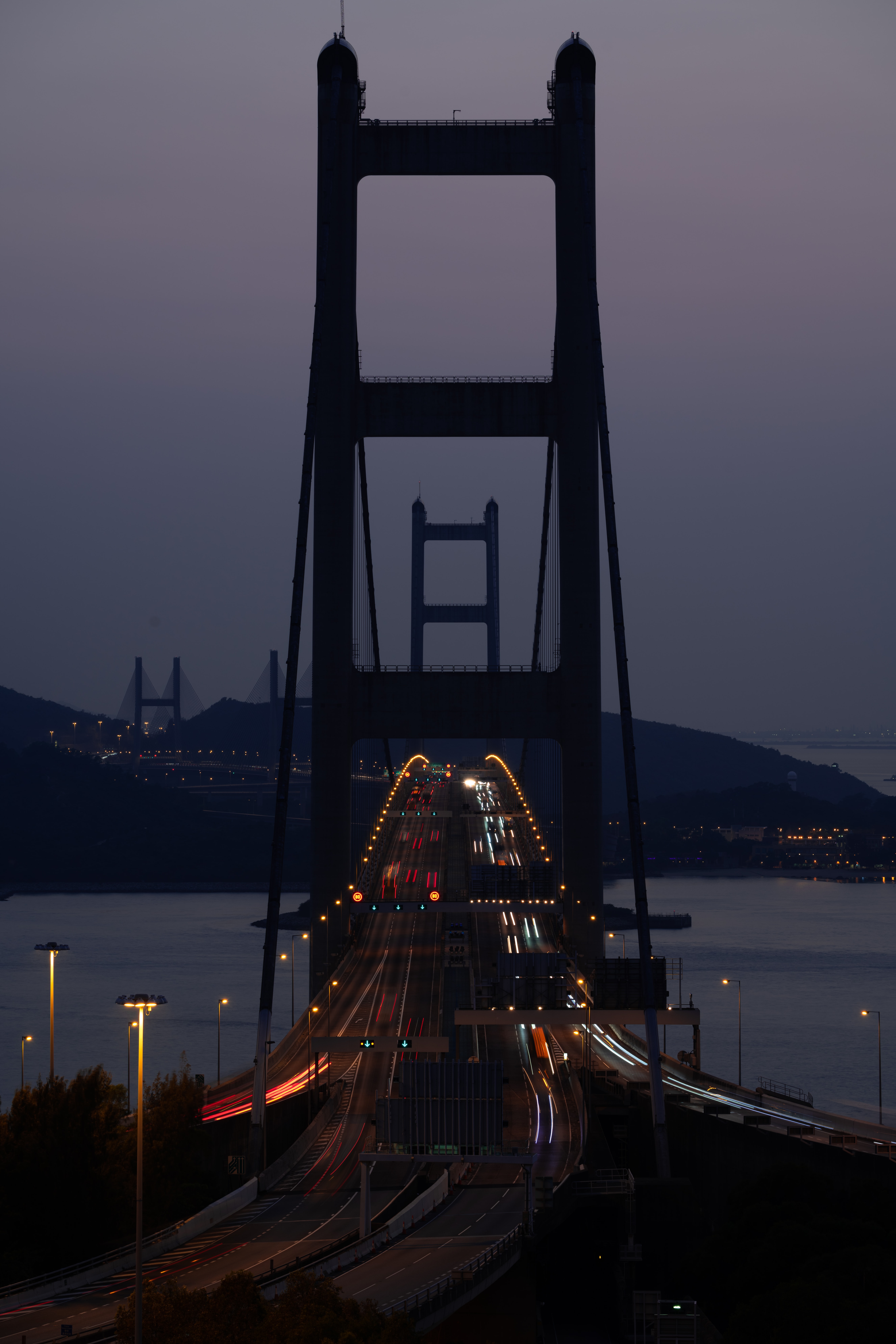Download wallpaper 5304x7952 bridge, road, night, lights, long exposure ...