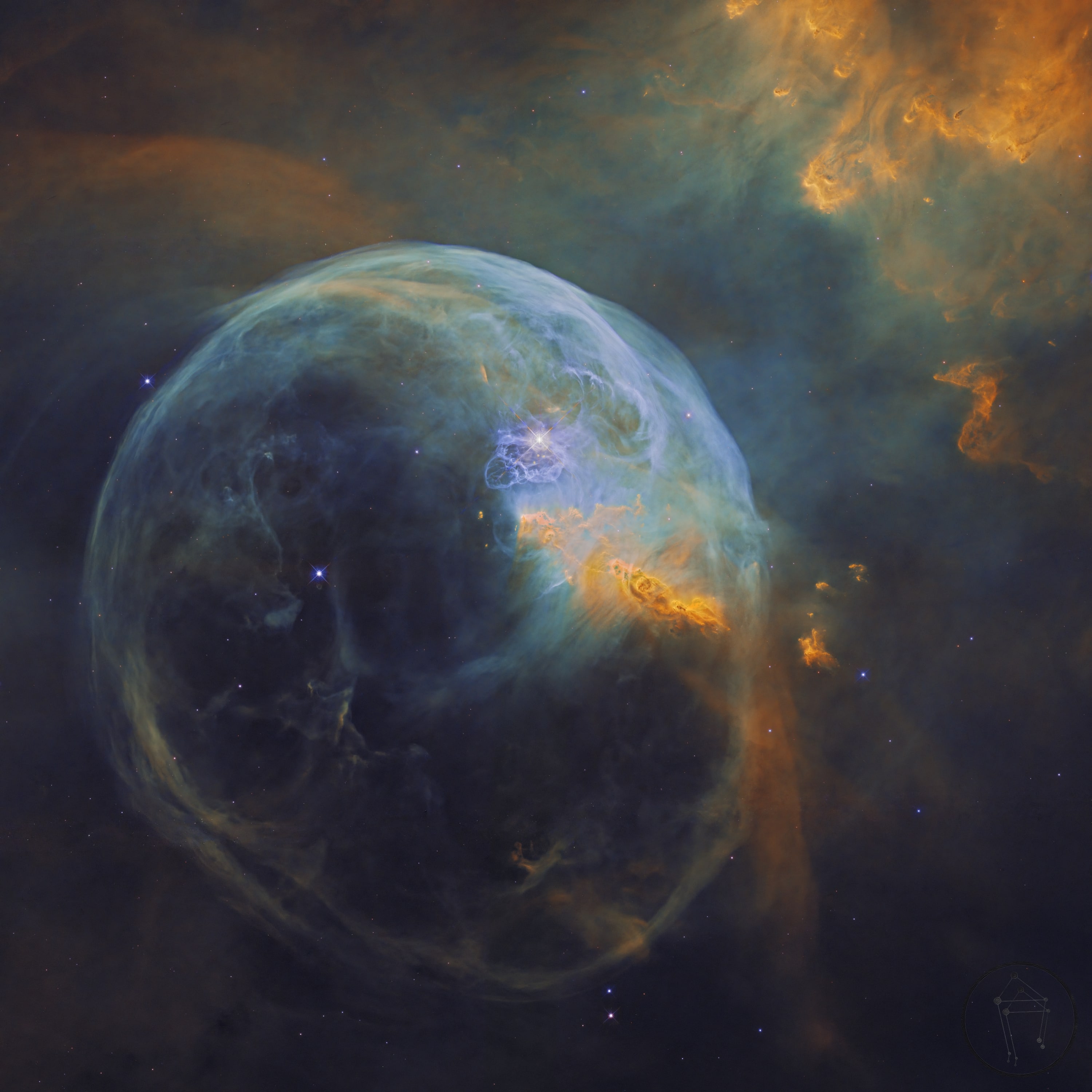 Download wallpaper 3000x3000 bubble nebula, nebula, glow, stars, space ...