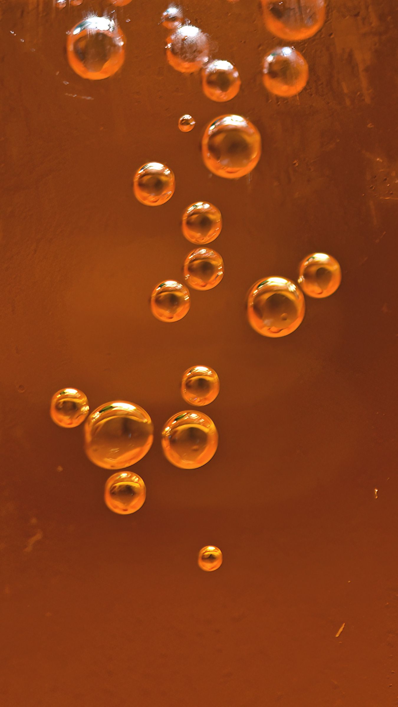 Download wallpaper 1350x2400 bubbles, liquid, orange, transparent ...