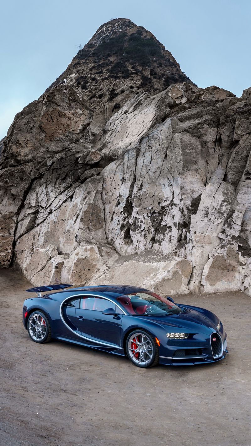 Download wallpaper 800x1420 bugatti, chiron, blue, side view iphone se ...
