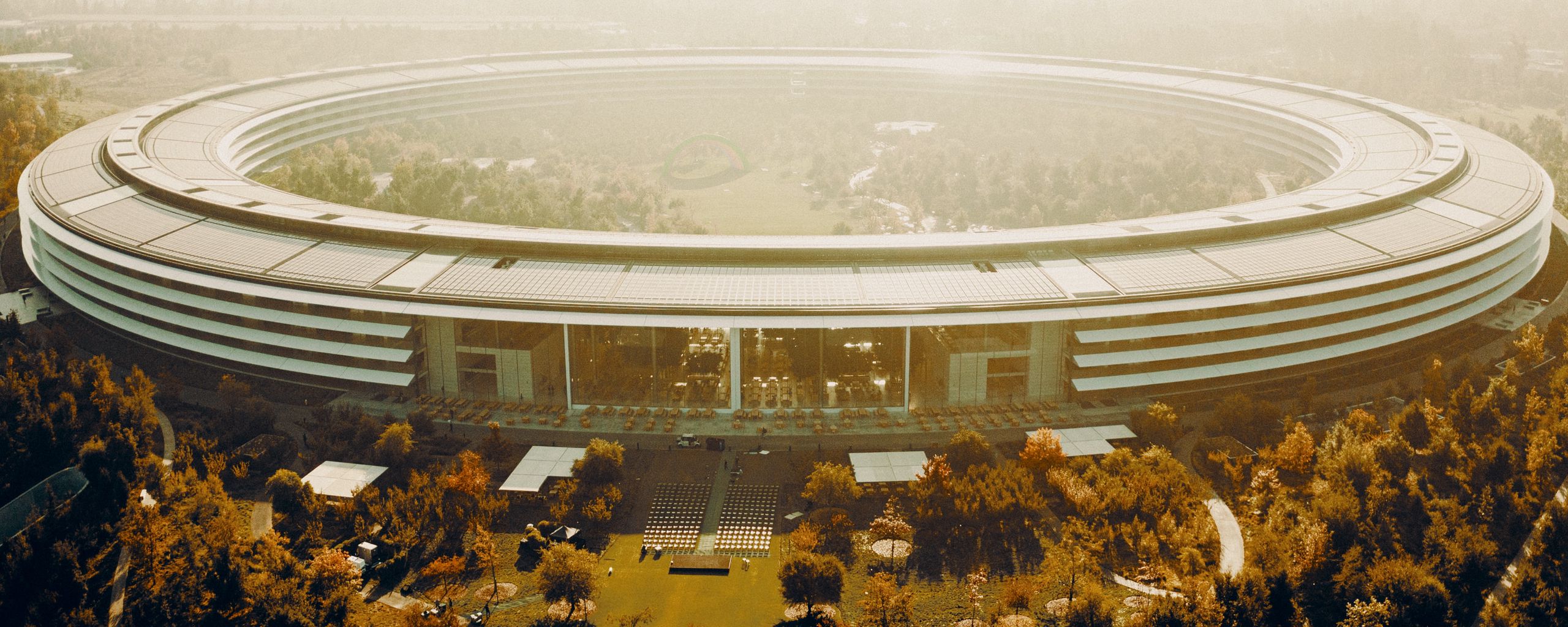 Download wallpaper 2560x1024 building, aerial view, architecture, trees ...