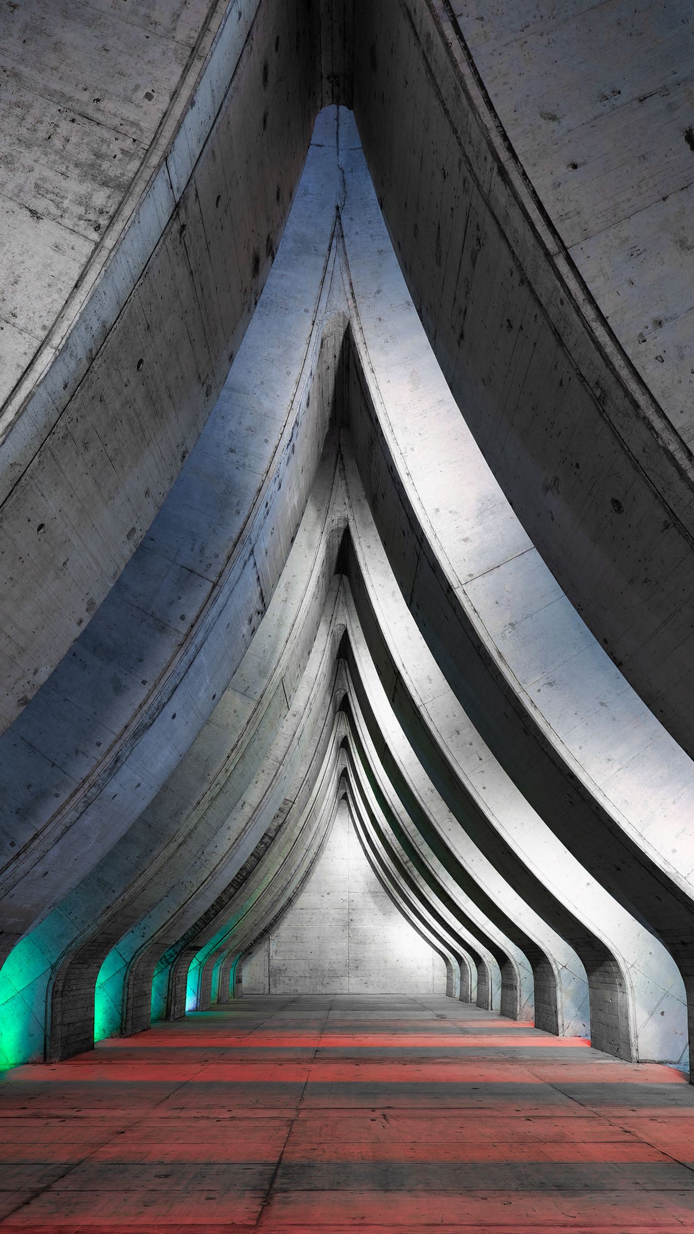 Download wallpaper 1350x2400 building, arches, glow, architecture ...