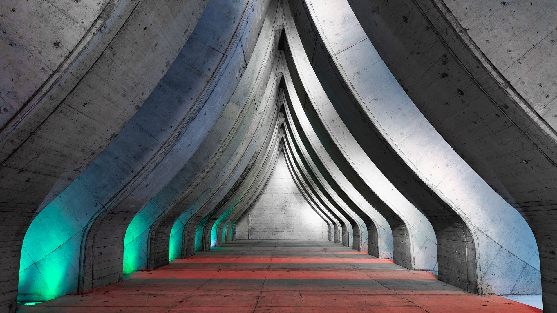 Download wallpaper 1920x1080 building, arches, glow, architecture full ...