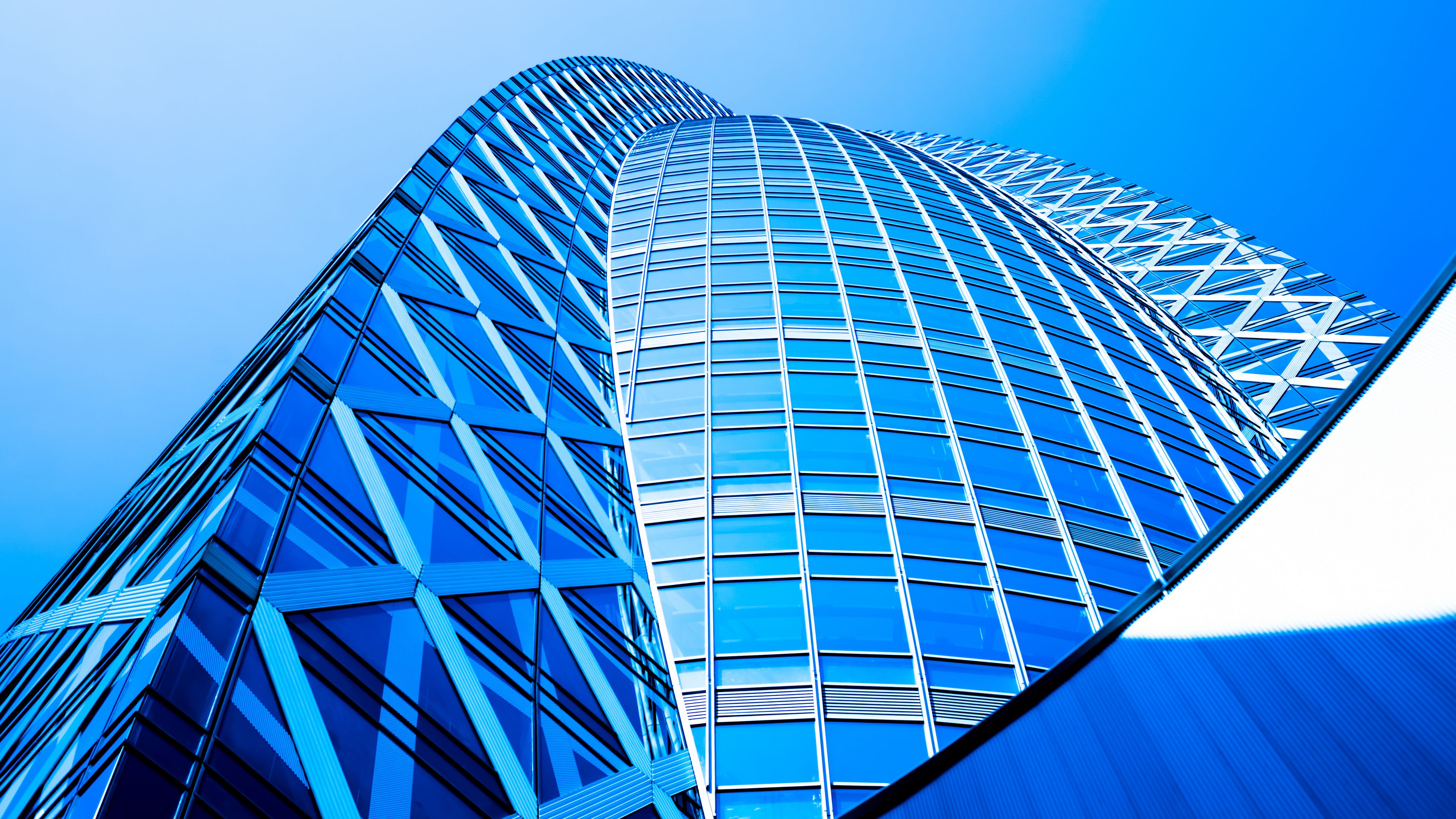 Download wallpaper 3840x2160 building, blue, facade, architecture 4k ...