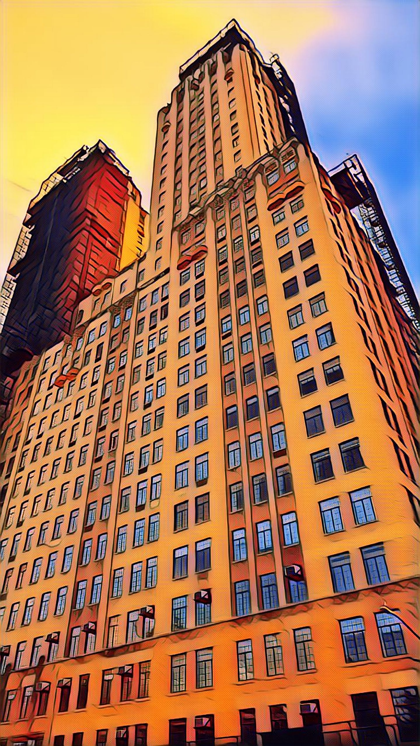 Download wallpaper 1440x2560 building, facade, art, orange qhd samsung ...
