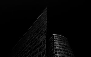 Wallpaper building, facade, bw, architecture, bottom view hd, picture ...
