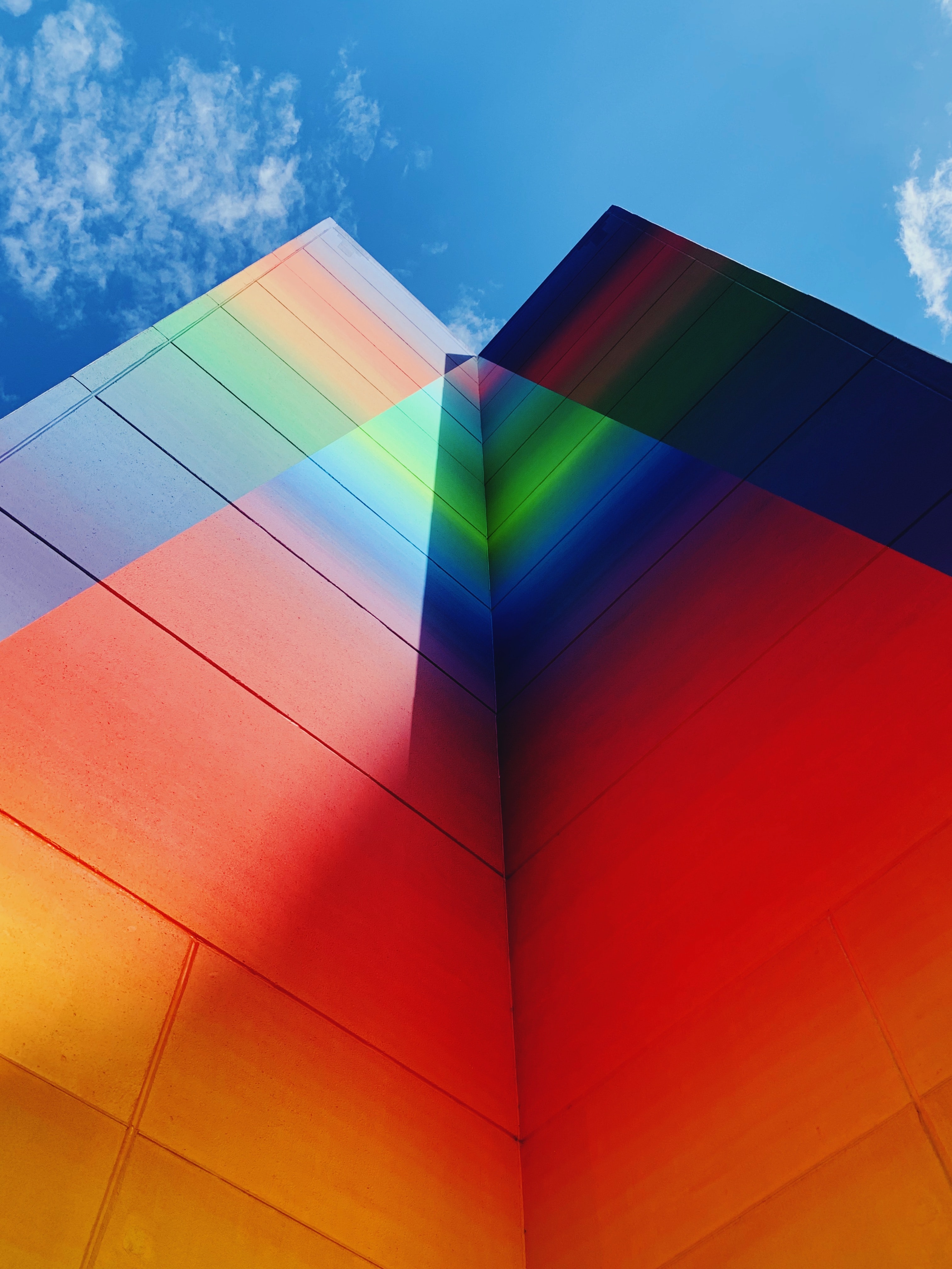 Download wallpaper 3024x4032 building, facade, colorful, bottom view hd ...