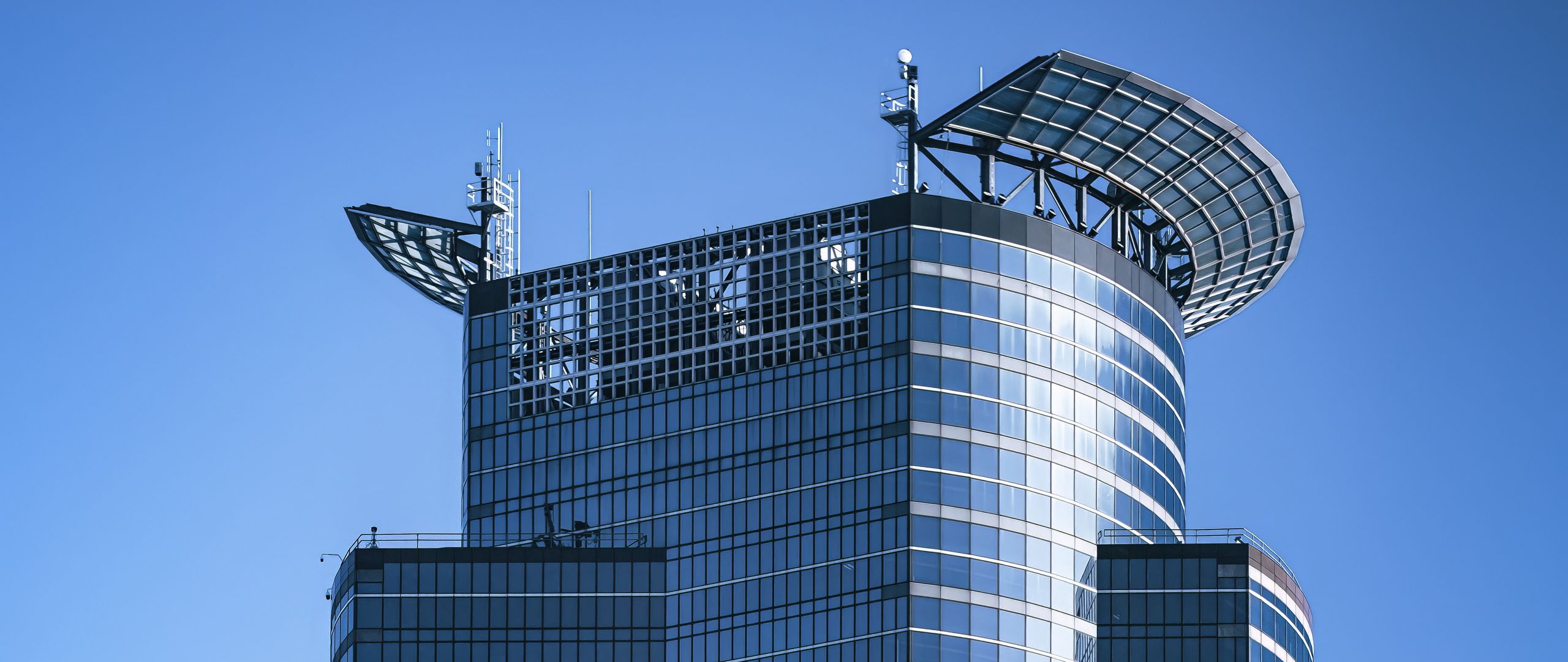 Download wallpaper 2560x1080 building, roof, architecture, blue dual ...
