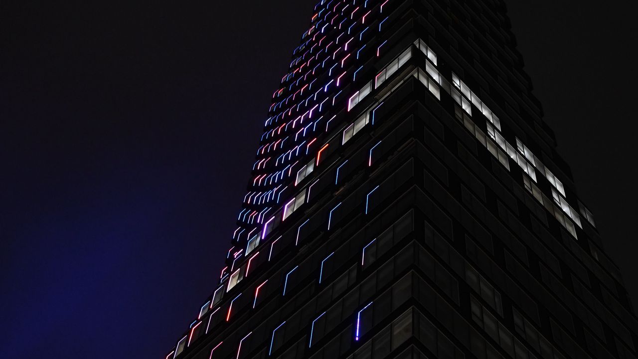 Download wallpaper 1280x720 building, tower, architecture, dark, night ...