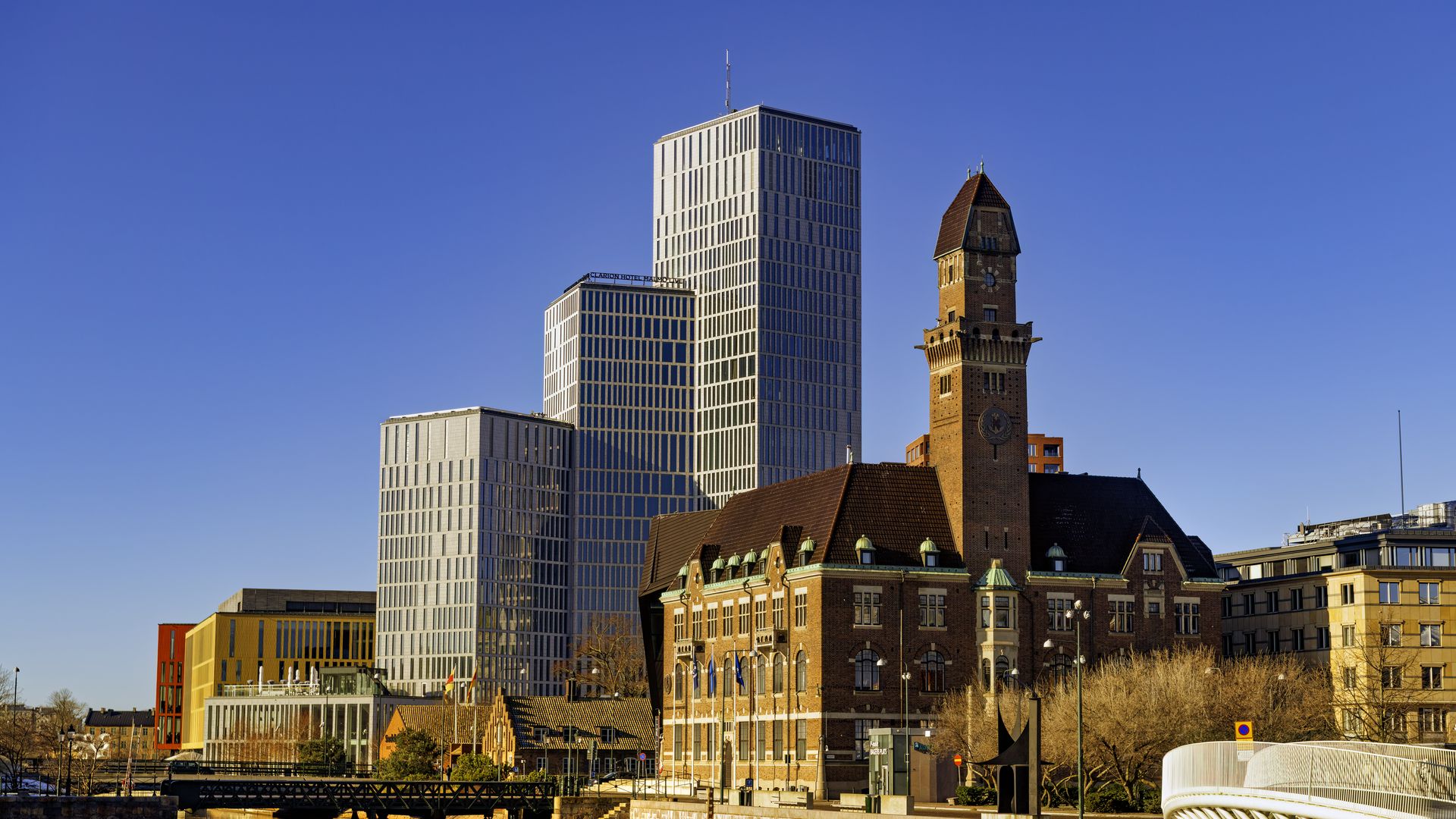 Download wallpaper 1920x1080 buildings, architecture, bridge, river ...