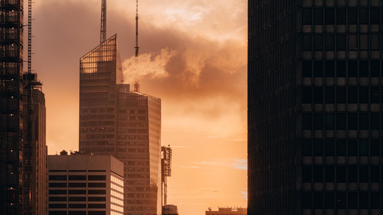 Wallpaper buildings, city, architecture, skyscrapers, sunset hd ...