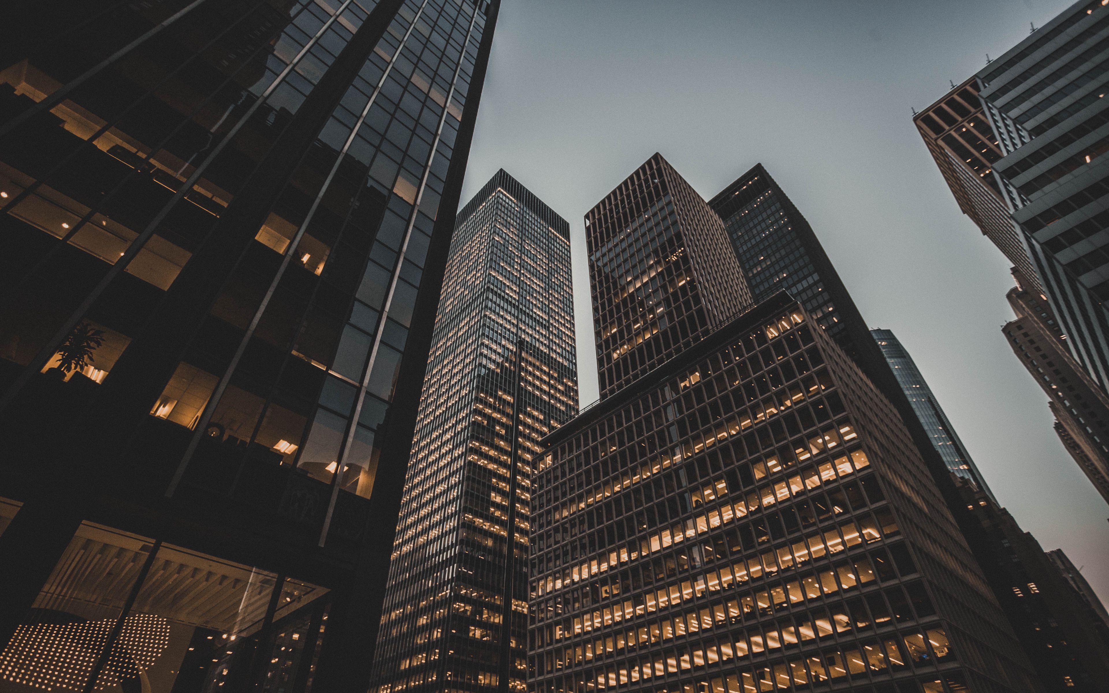 Download wallpaper 3840x2400 buildings, facade, skyscrapers, lights 4k ...