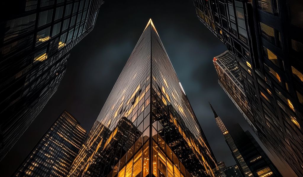 Download wallpaper 1024x600 buildings, lights, architecture, night ...