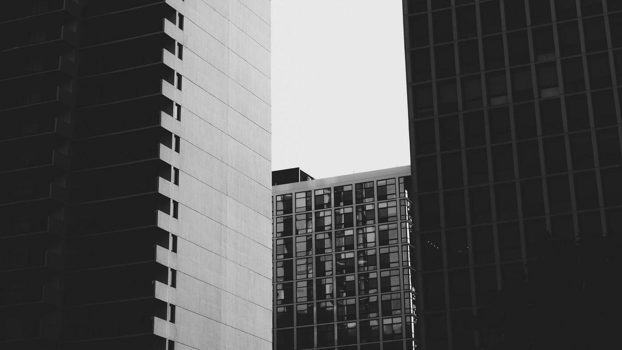 Wallpaper buildings, skyscrapers, bw, architecture, city hd, picture, image