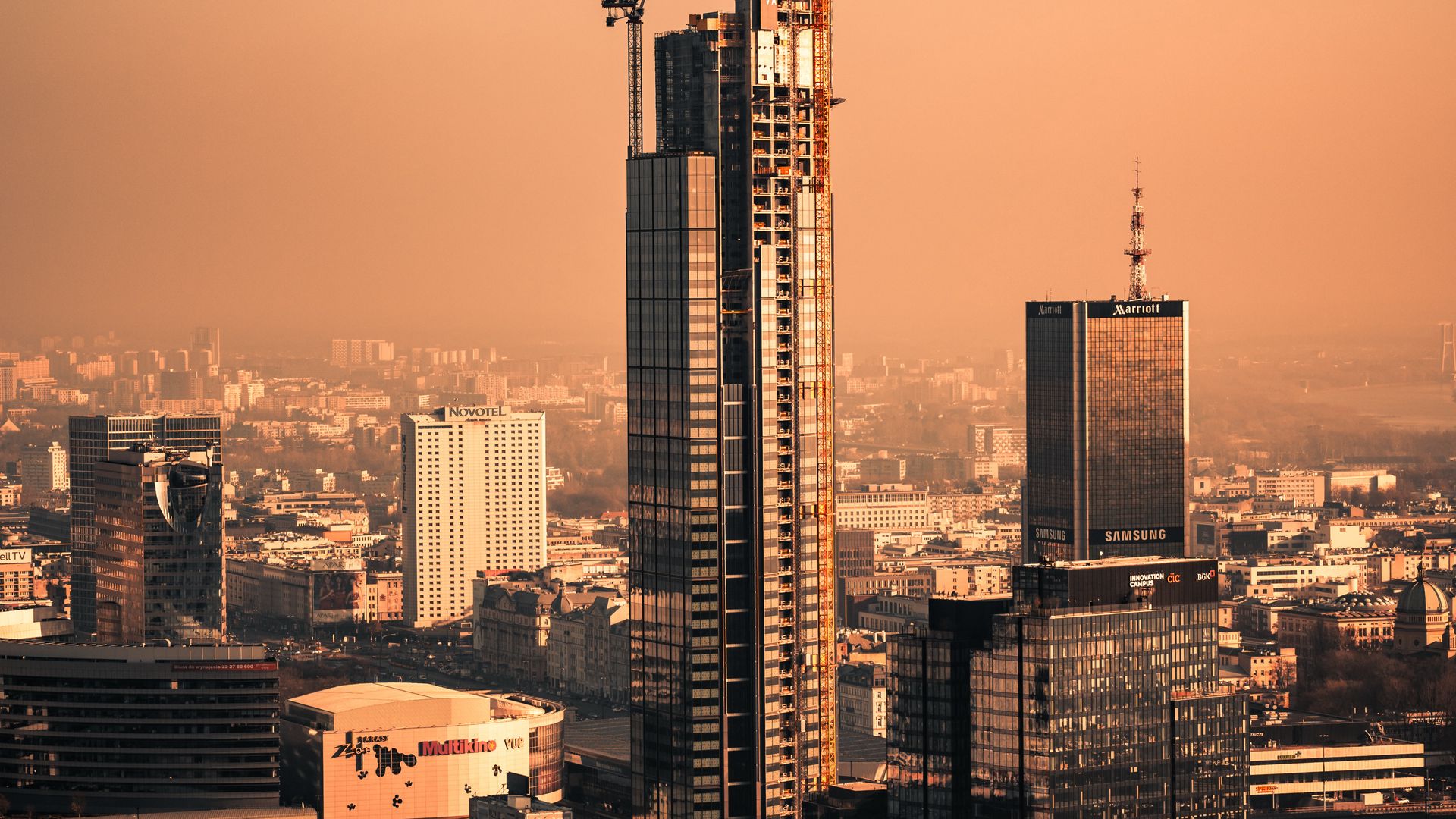 Download wallpaper 1920x1080 buildings, skyscrapers, city, aerial view ...
