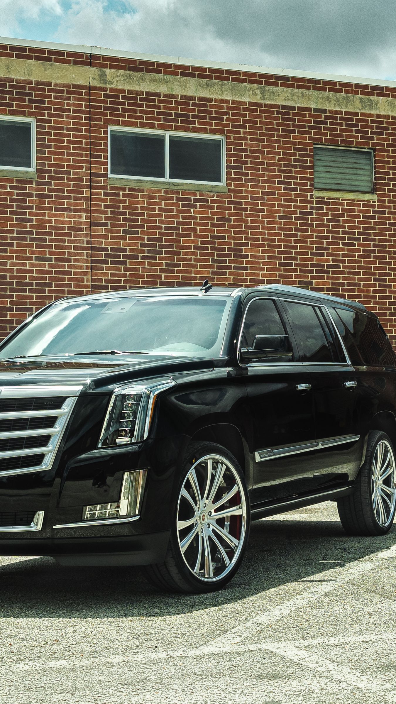 Download wallpaper 1350x2400 cadillac, escalade, black, side view ...