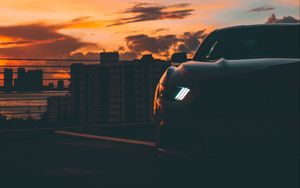Wallpaper car, headlight, light, black, dark hd, picture, image