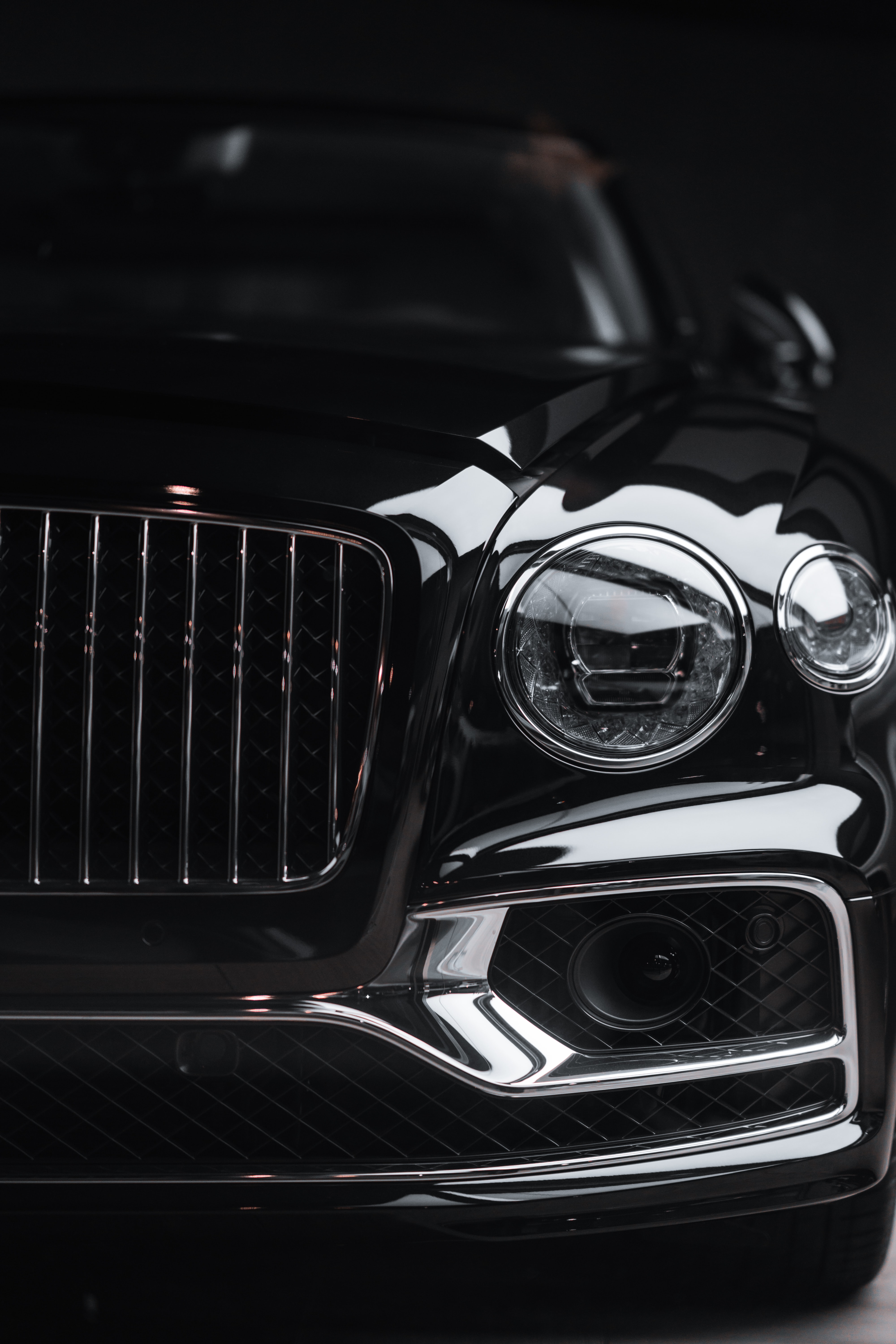 Download wallpaper 4000x6000 car, headlight, black, front view, close ...
