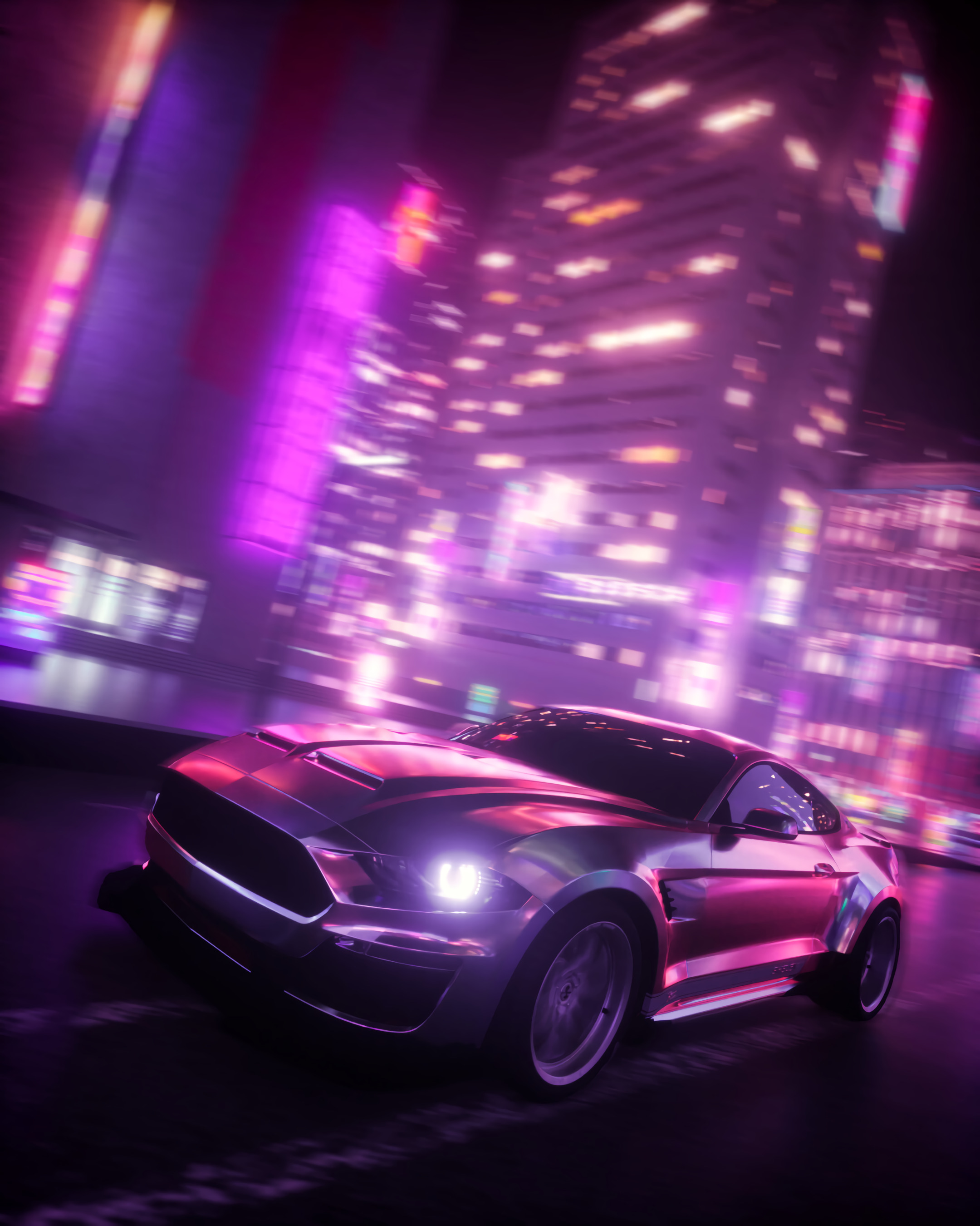 Download wallpaper 2160x2700 car, headlight, neon, night, lights, art ...
